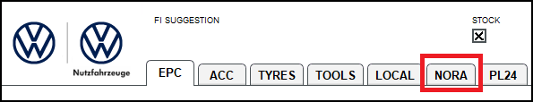 Step 4: "NORA" tab is active in ETKA/PET2 (optional) | COMbox with ETKA ...